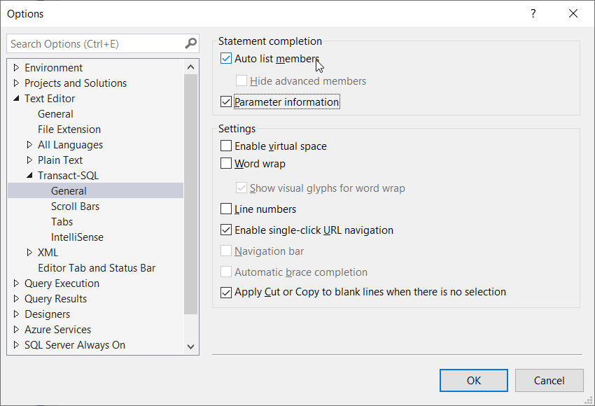 SSMS IntelliSense Completion Mode Does Not Work